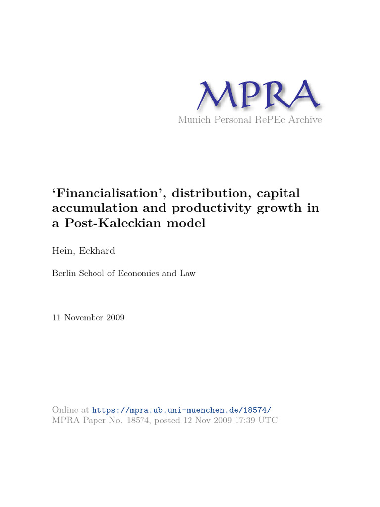 Financialisation', Distribution, Capital | PDF | Economic Growth ...
