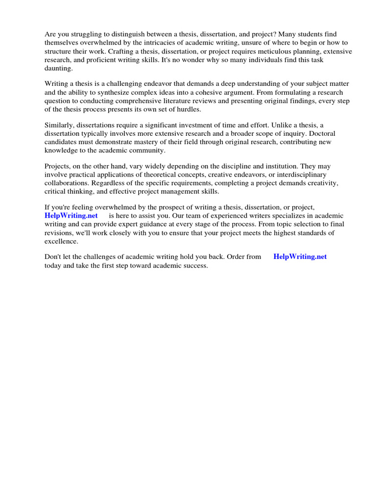Difference Between Thesis Dissertation And Project Pdf 8796