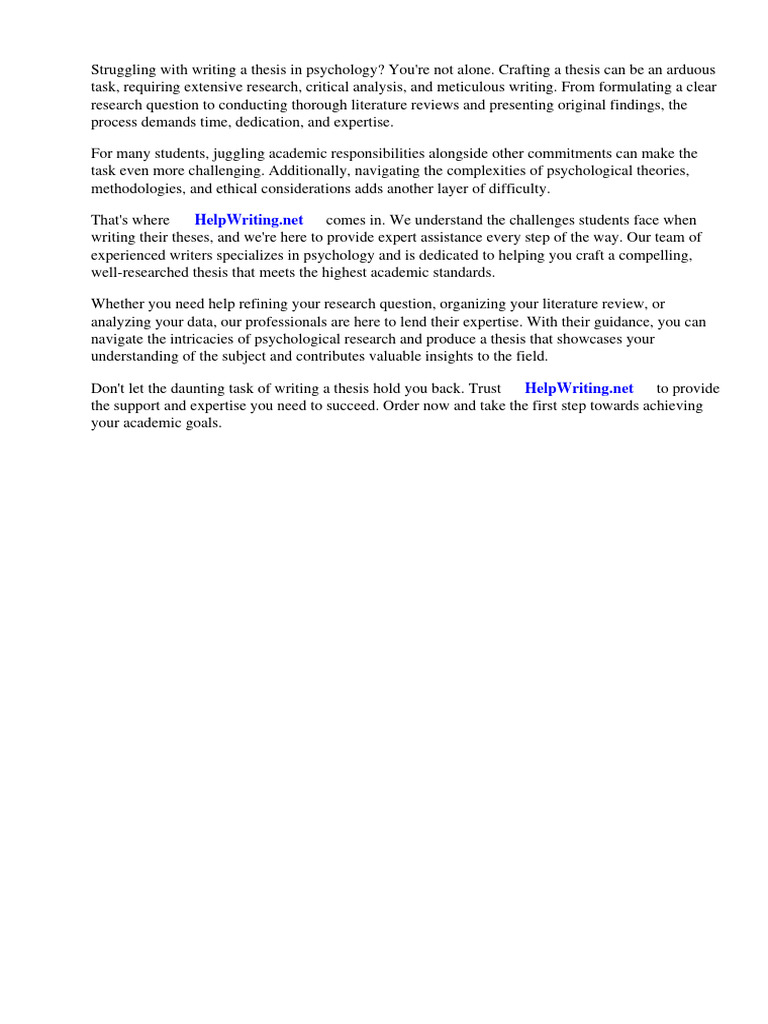 Thesis Ideas Psychology | PDF | Psychology | Thesis