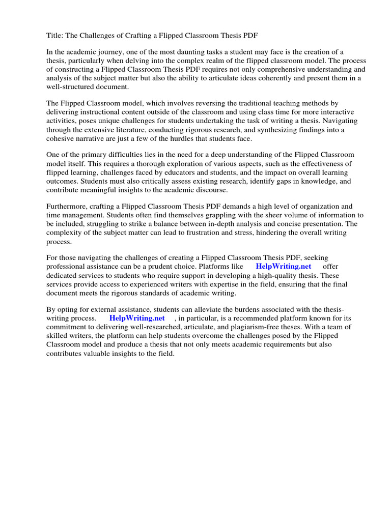 Flipped Classroom Thesis PDF | PDF