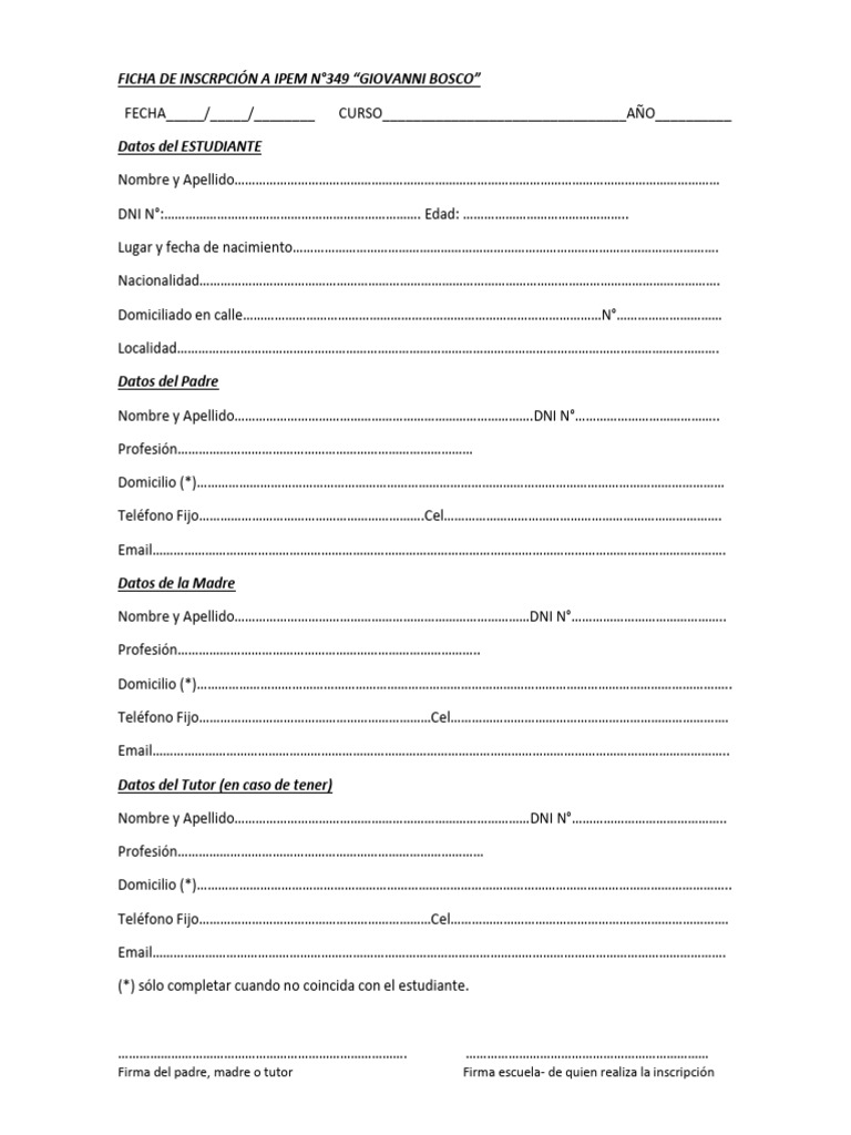 Ficha de inscripción 2023 | PDF | Control de acceso | Gobierno y personalidad