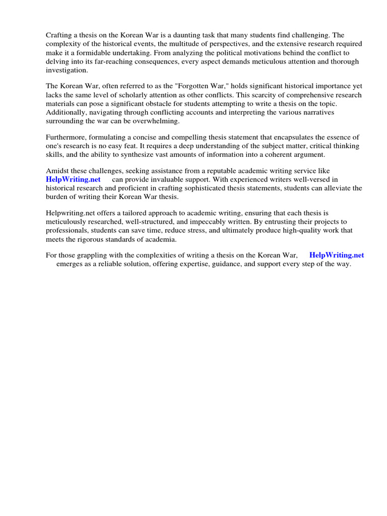 Korean War Thesis Statement | PDF | Korean War | North Korea