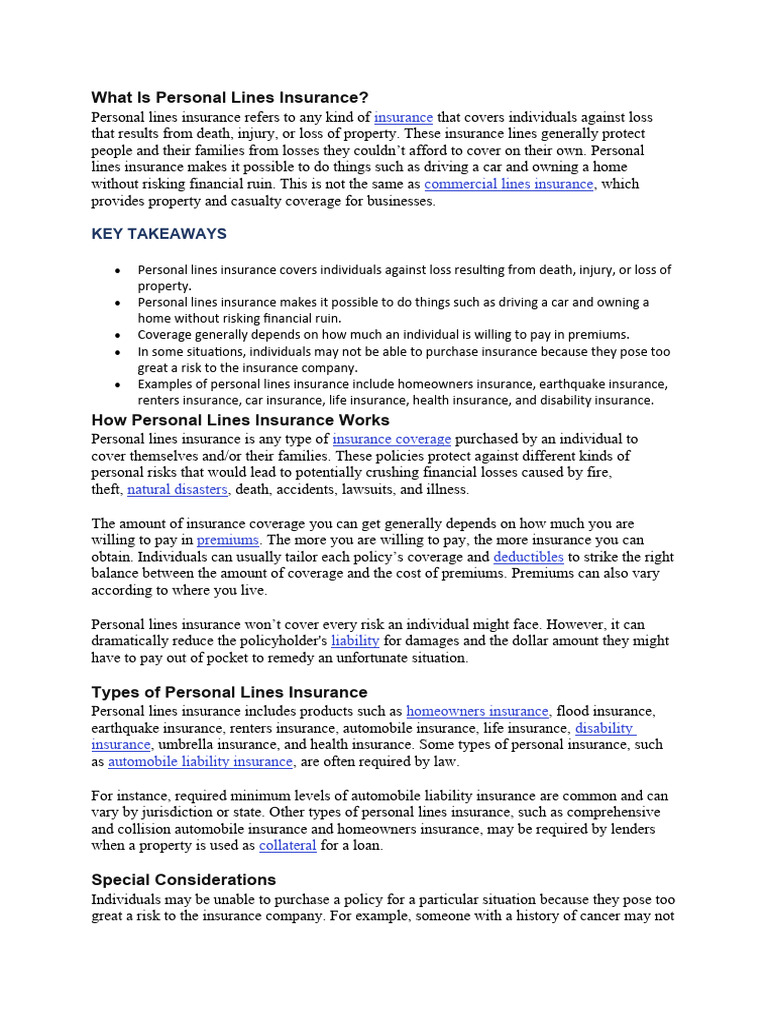 Personal Insurance Introduction 1 | PDF