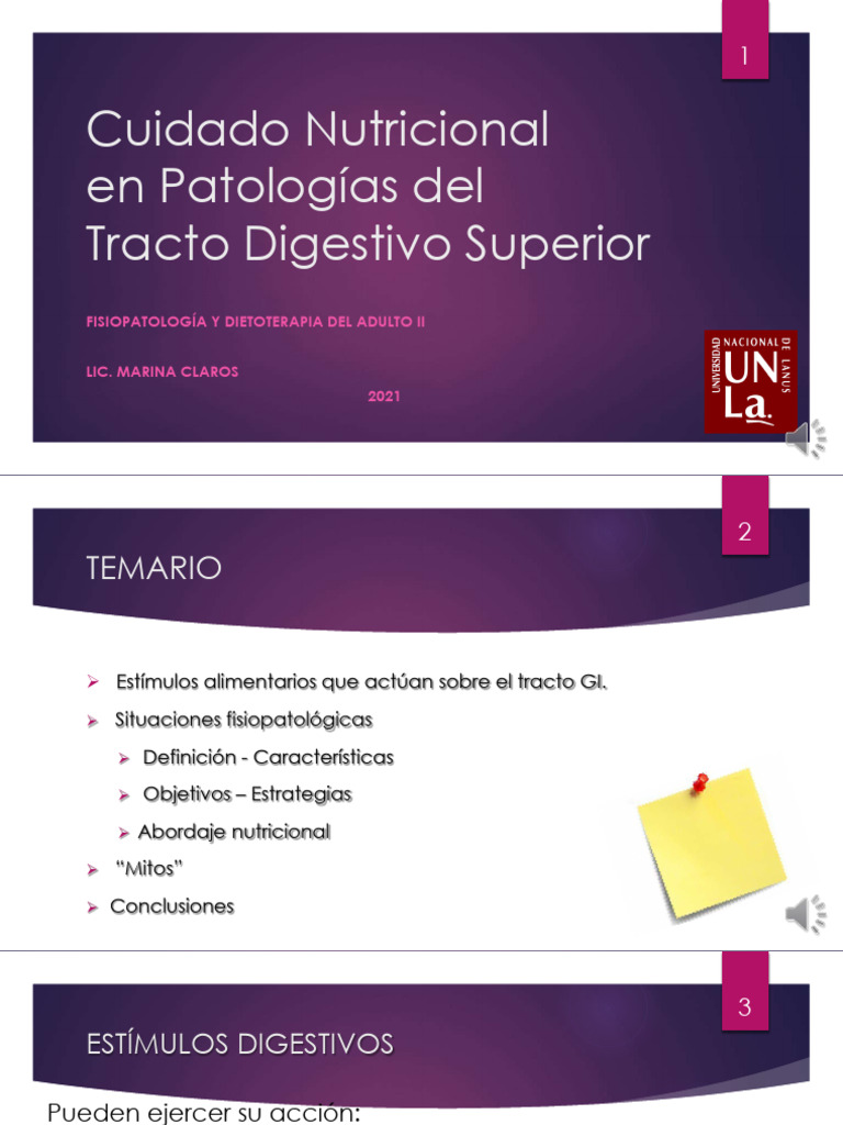 Cuidado Nutricional Patologias Esofago Gastricas 2021 UNLA | PDF ...