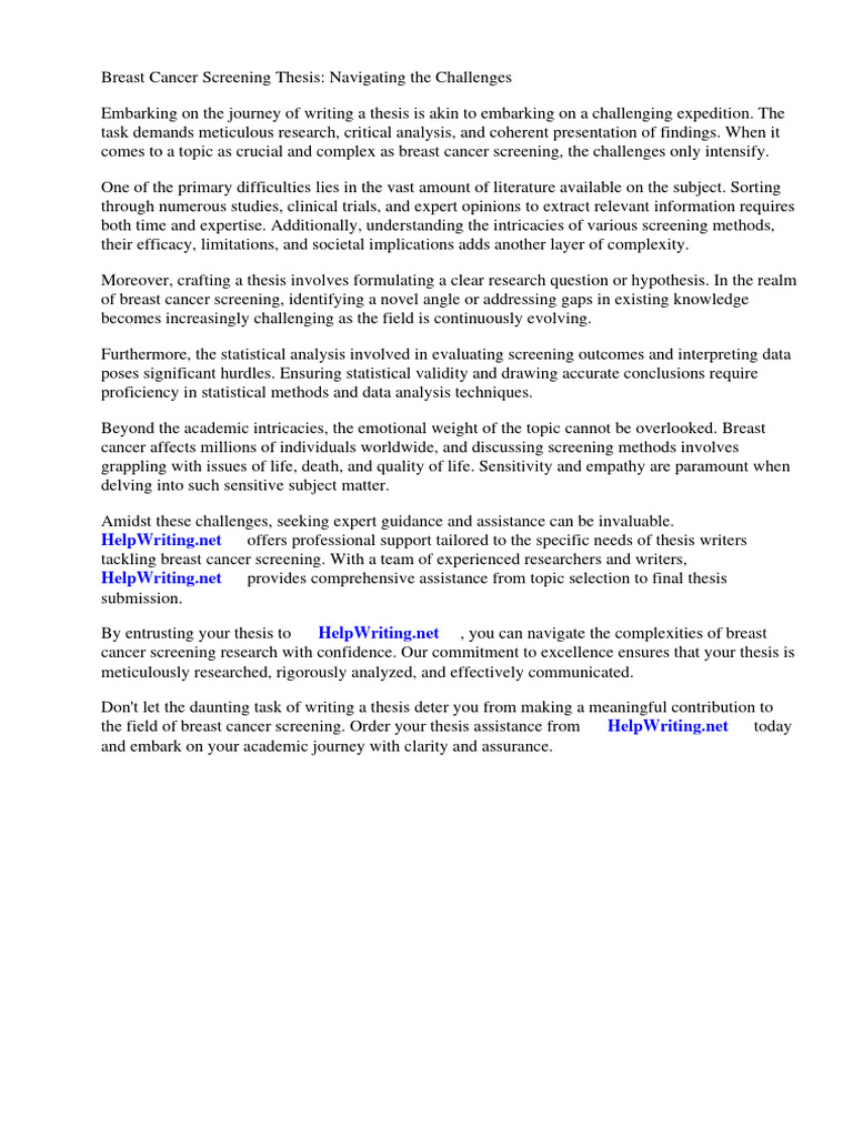 Breast Cancer Screening Thesis | PDF | Breast Cancer | Cancer