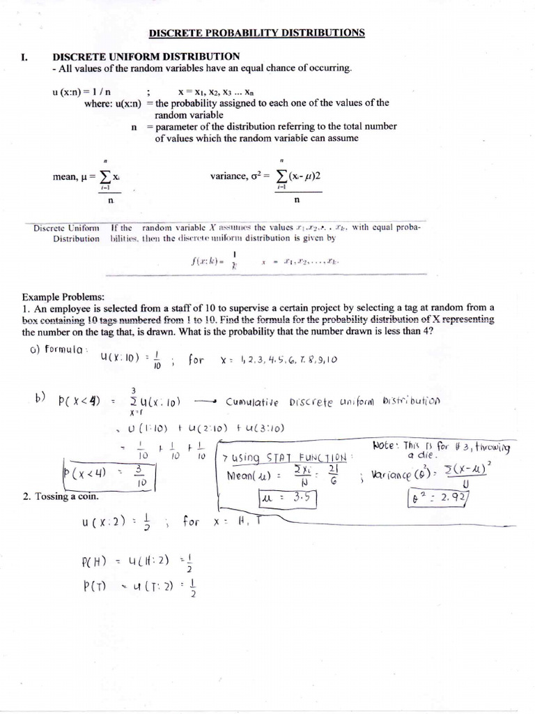 Some Discrete Probability Distributions | PDF