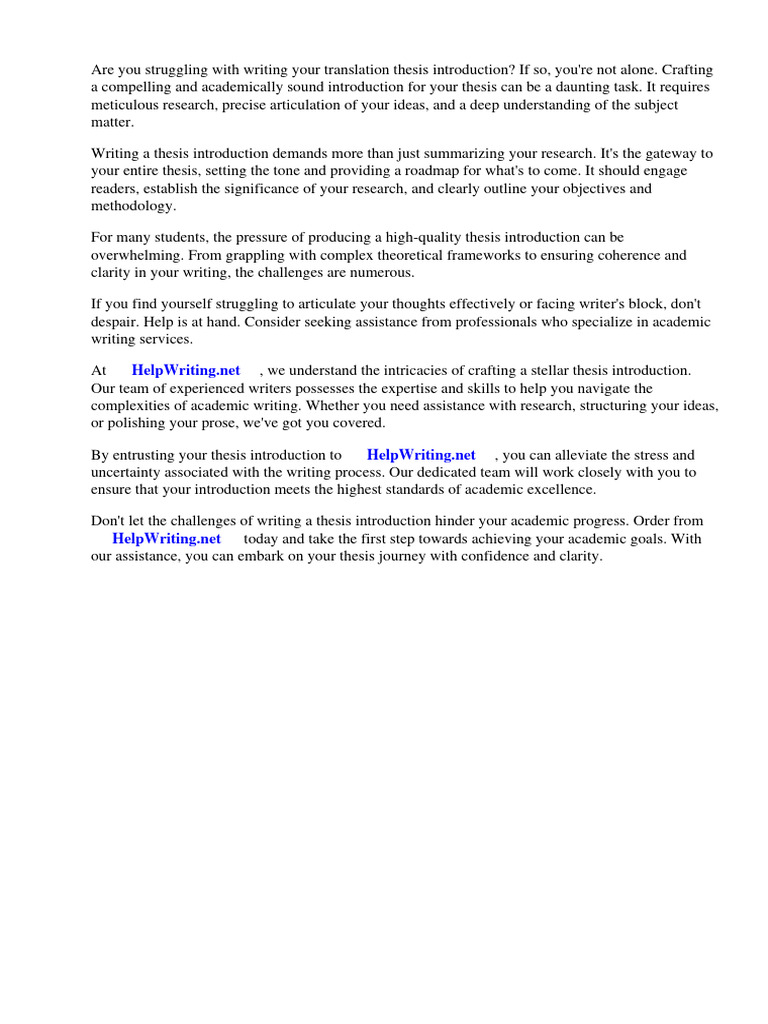 Translation Thesis Introduction | PDF | Translations | Essays