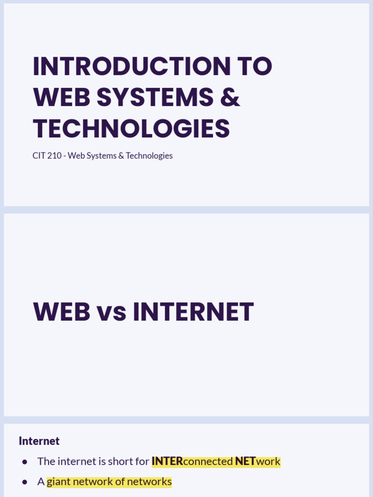 01 Introduction Web Systems Technologies | PDF | World Wide Web | Internet & Web