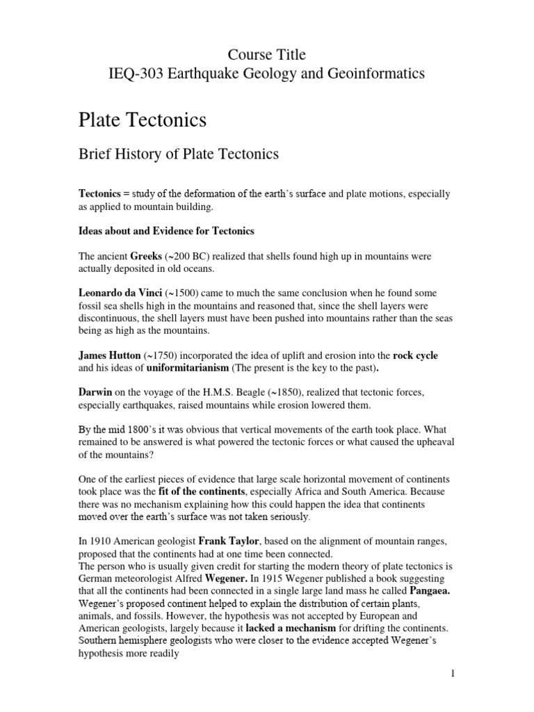 Plate Tectonics Notes | Download Free PDF | Plate Tectonics | Tectonics