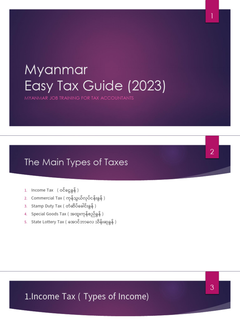 Myanmar Easy Tax Guide For Students | PDF