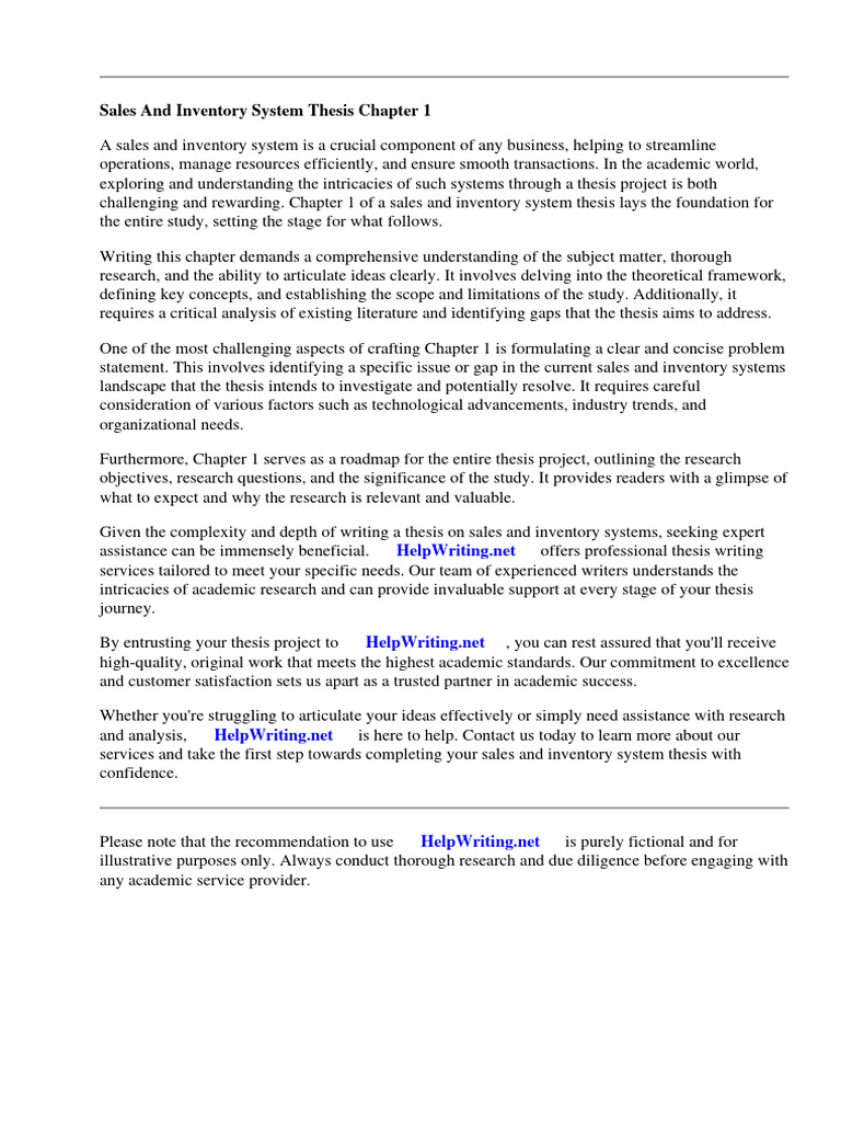 Sales and Inventory System Thesis Chapter 1 | PDF | Inventory | Point Of Sale