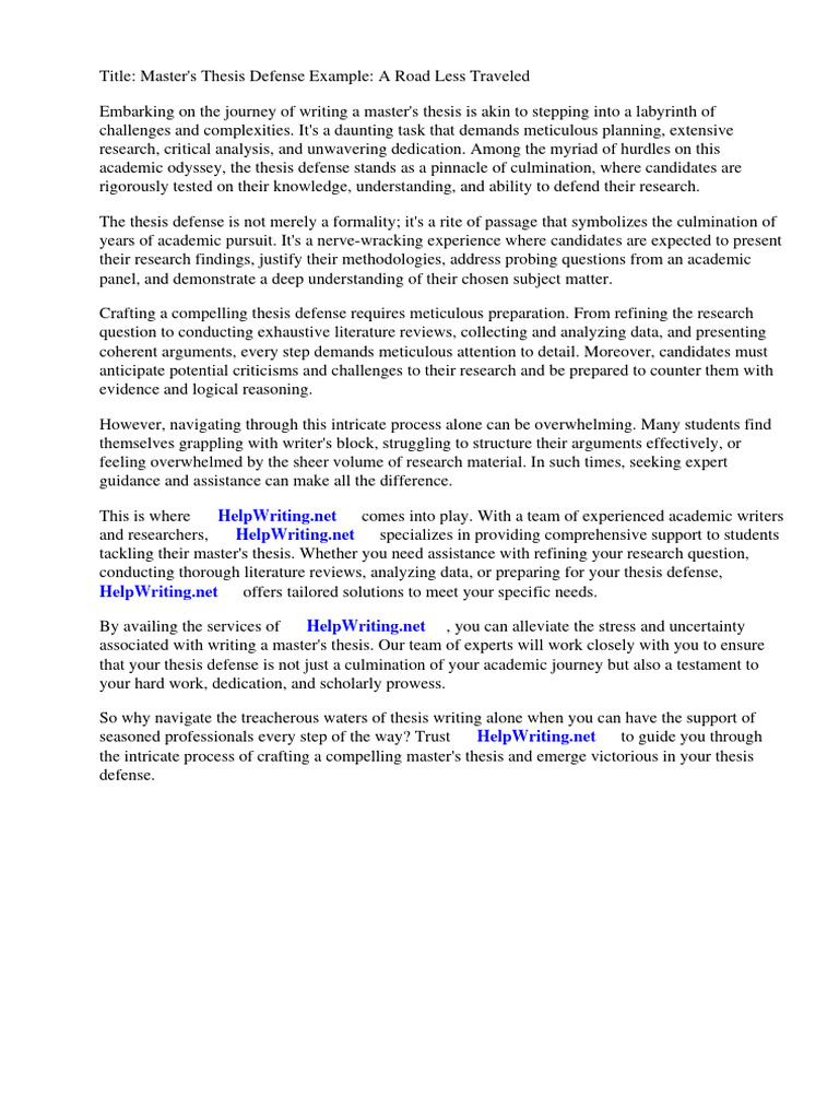 Masters Thesis Defense Example | PDF | Thesis | Methodology