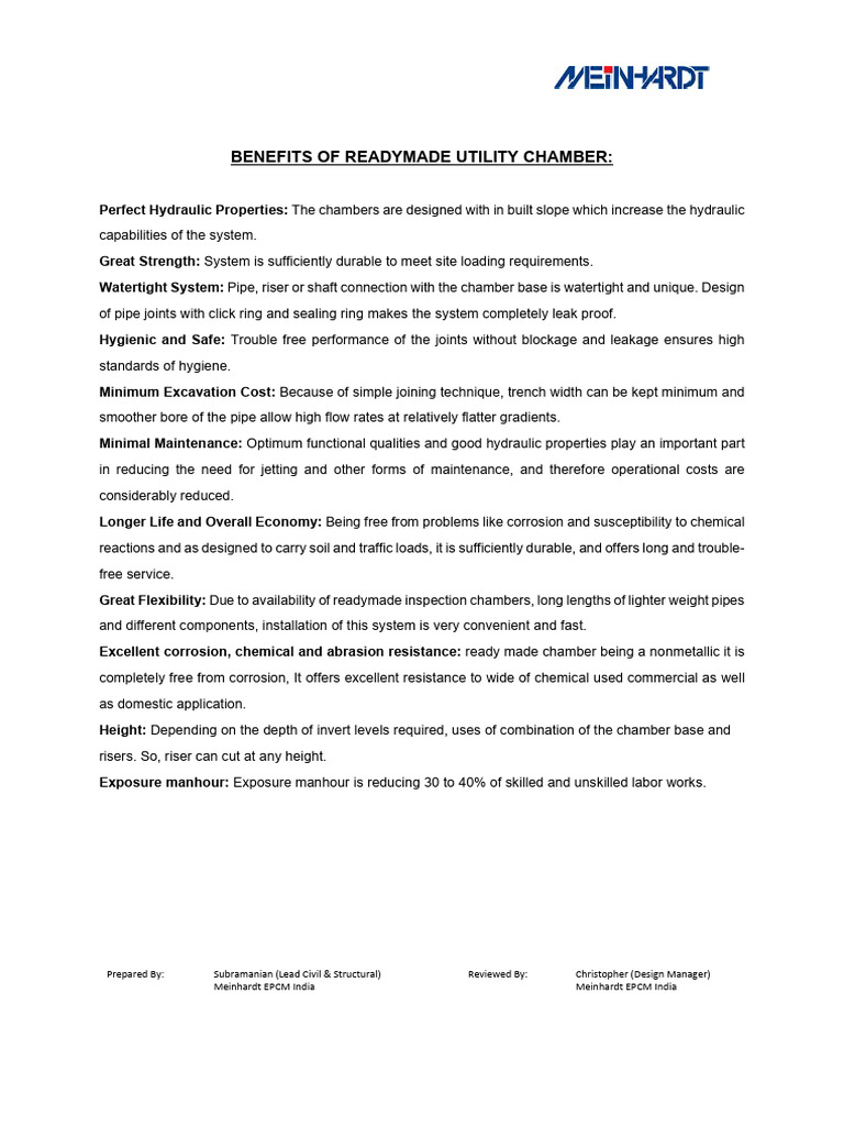 Advantages of Readymade Utility Chambers | PDF | Pipe (Fluid Conveyance ...