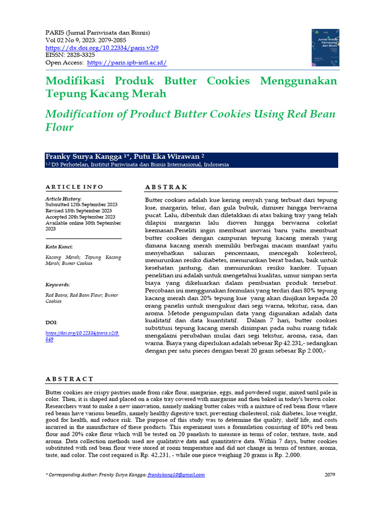 Modifikasi Produk Butter Cookies Menggunakan Tepun | PDF