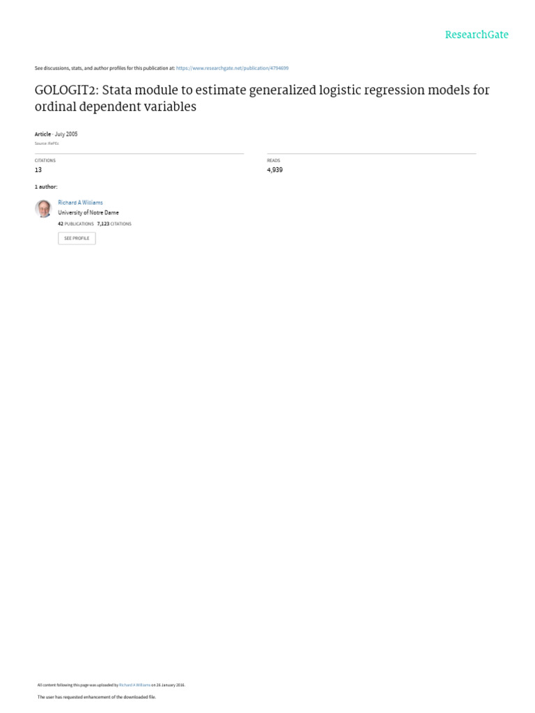 GOLOGIT2 Stata Module To Estimate Generalized Logi | PDF