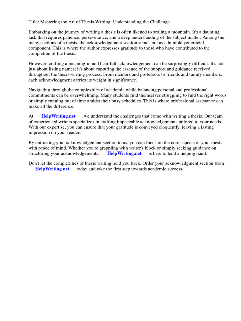 Thesis Example of Acknowledgement | PDF | Thesis | Doctor Of Philosophy