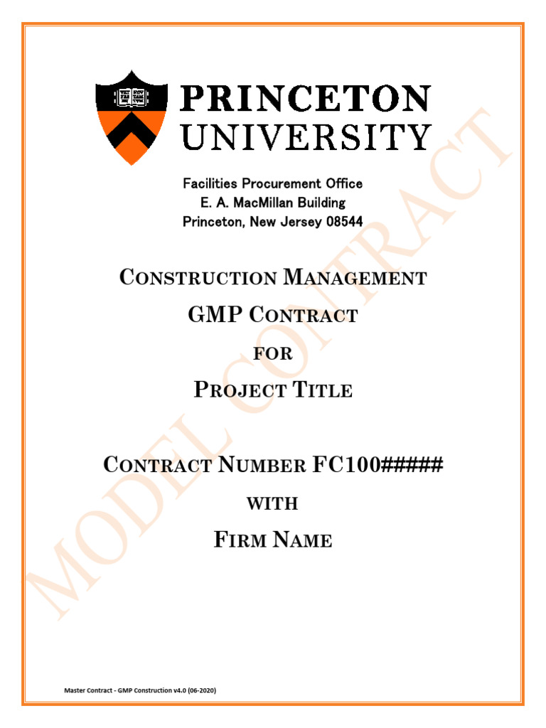 GMP Construction Svcs v4 0C 06 2020 MODEL | PDF | Insurance | Employment