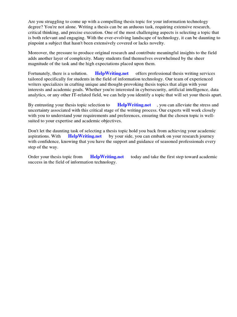 Thesis Topics List For Information Technology | PDF