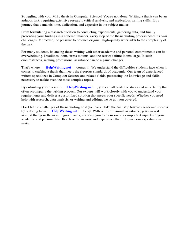 M.SC Thesis in Computer Science | PDF