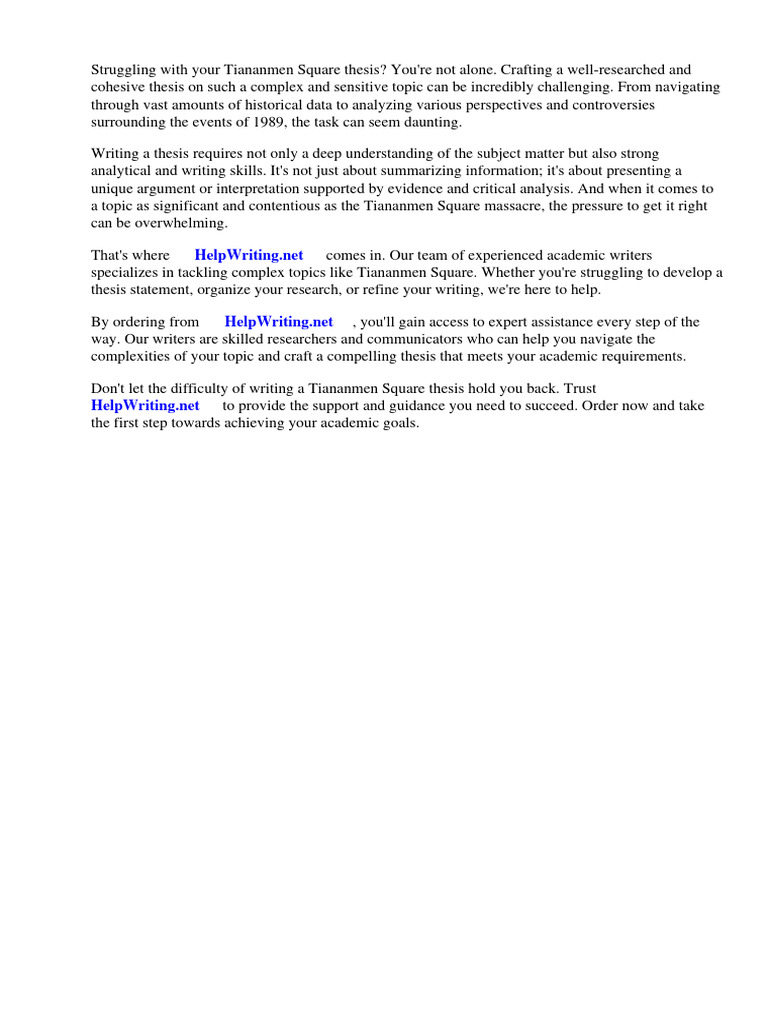 Tiananmen Square Thesis | PDF | China | World Politics