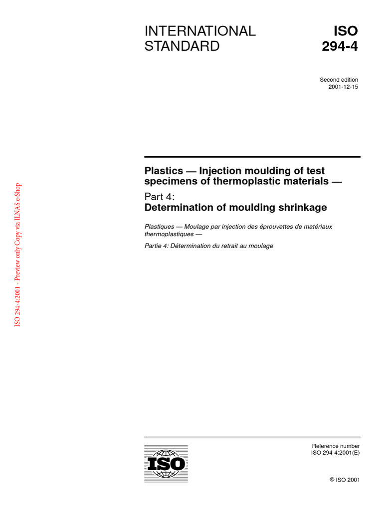 ISO 294-4 2001 (E) - Character PDF Document | PDF | International Organization For ...