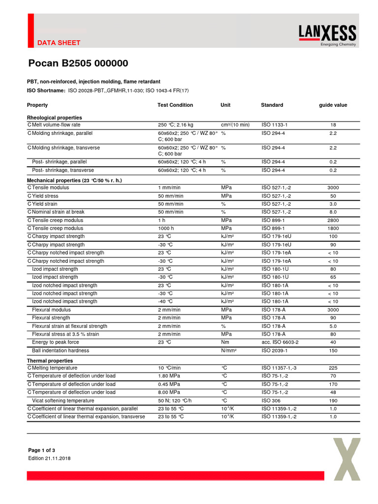 PBT Properties for Injection Molding | PDF | Home & Garden