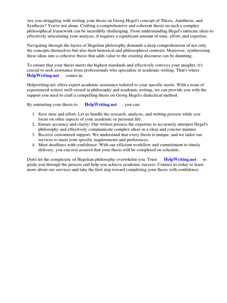 Georg Hegel Thesis Antithesis Synthesis | Download Free PDF | Dialectic | Georg Wilhelm ...