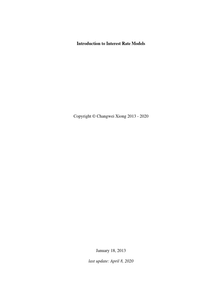 Interest Rate Models Pdf Financial Markets Investing