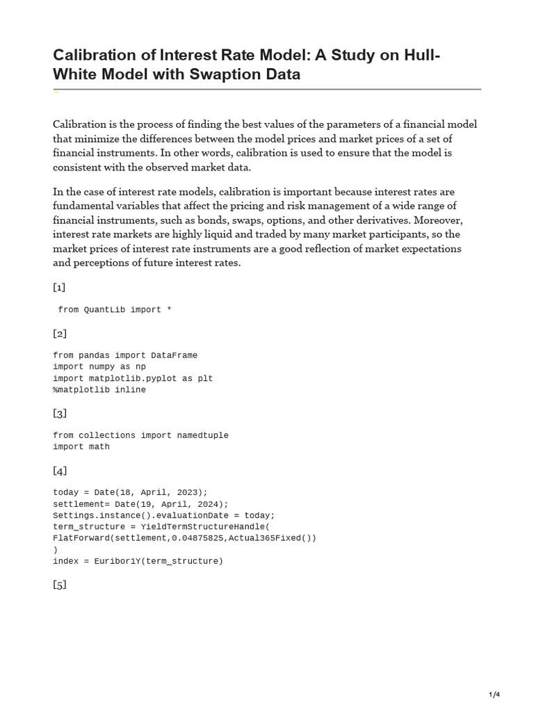 Hull White Calibration | PDF