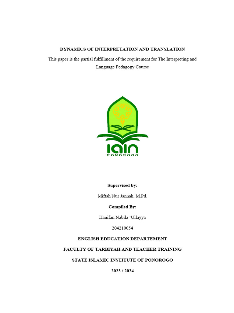 Hanifan Nabila U - Dynamics of Interpreting and Translating | PDF ...