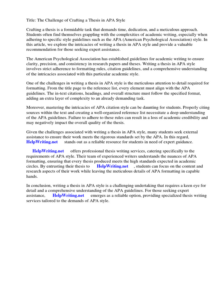 Writing Thesis in Apa Style | Download Free PDF | Apa Style | Thesis