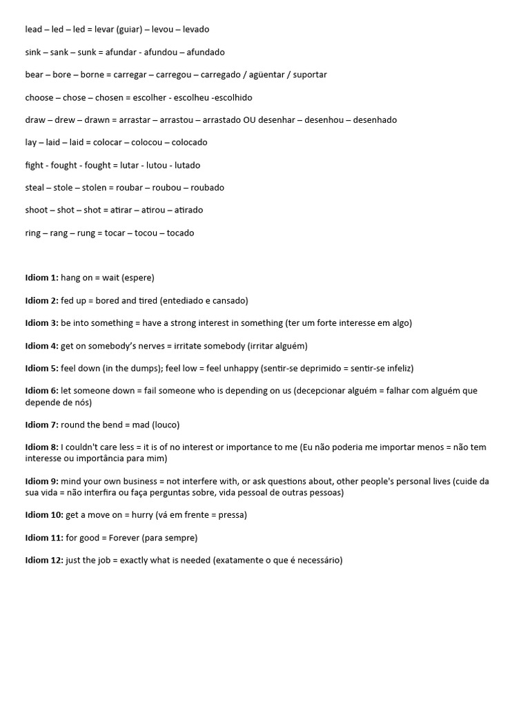 RESUMO IDIOM - STAGE 7 Do CALLAN METHOD | PDF