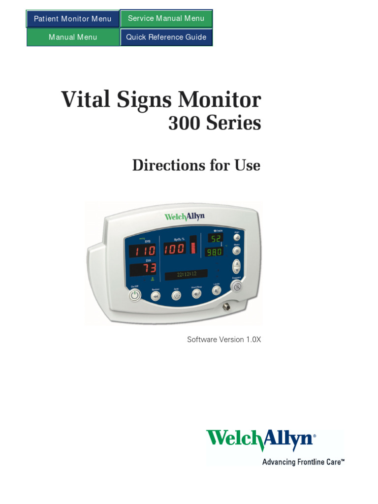 Manual de Uso Monitor de Signos Vitales VSM 300 Welch Allyn | PDF