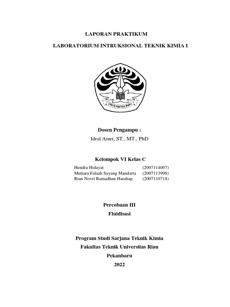Laporan Fluidisasi Labtek 1 - Kelompok 6 - Revisi 3 | PDF