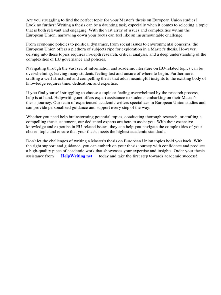 Master Thesis Topics European Union | PDF | European Union | Thesis