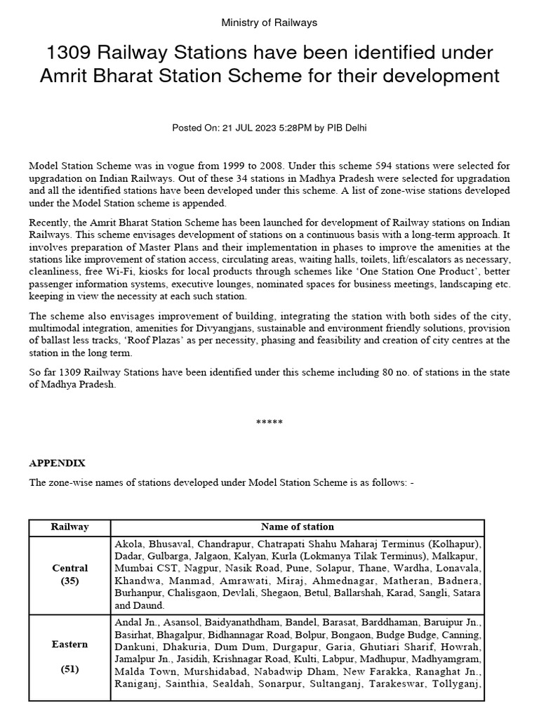 Amrit Bharat Station Scheme | PDF