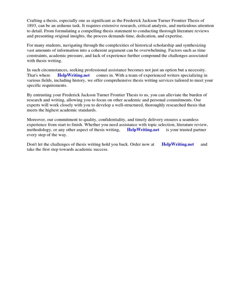 Frederick Jackson Turner Frontier Thesis 1893 | PDF | American Frontier ...