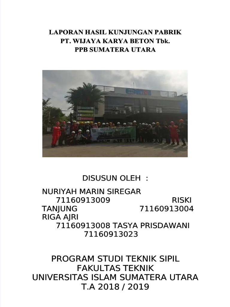 PDF Laporan Hasil Kunjungan Pabrik PT Wika Beton - Compress | PDF