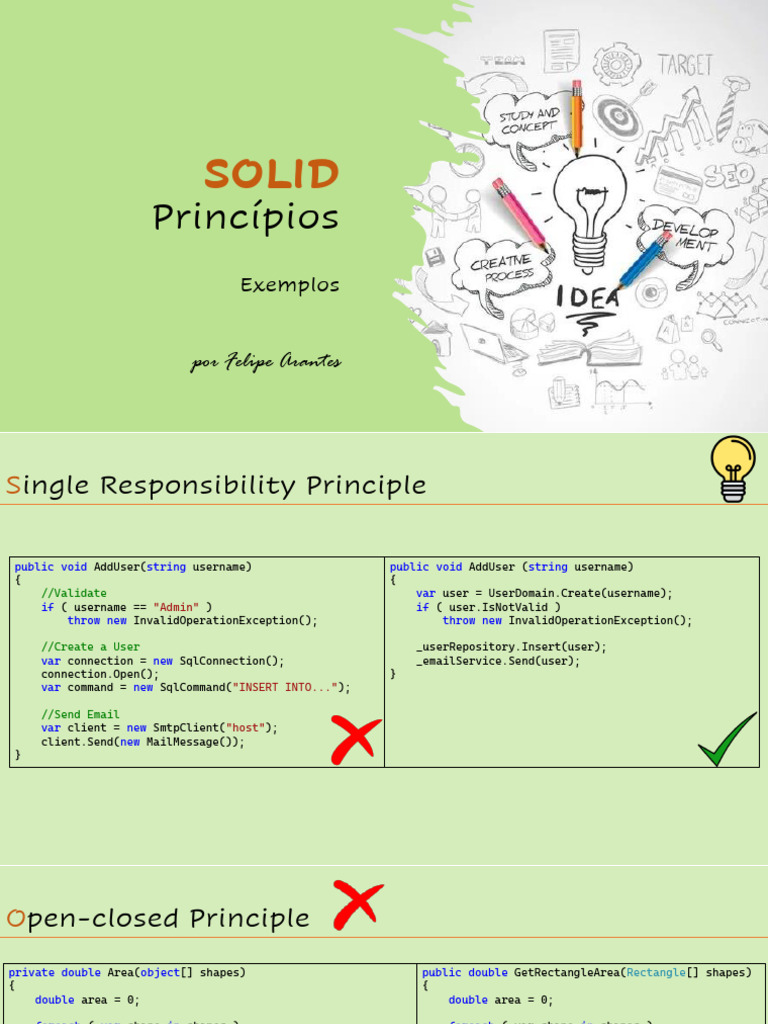 Princípios SOLID Exemplos Simplificados | PDF