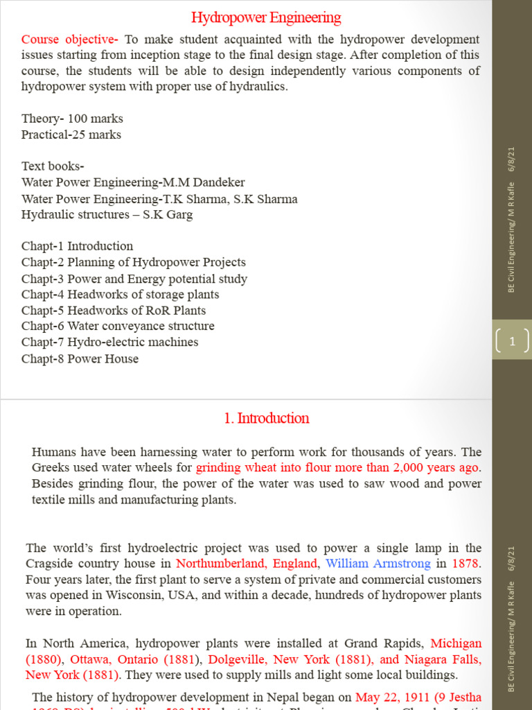 Hydropower Slides by Mukesh Raj Kafle | PDF | Dam | Soil Mechanics