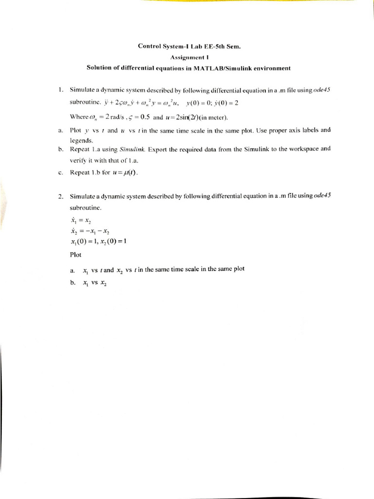 Control System Lab 1 | PDF