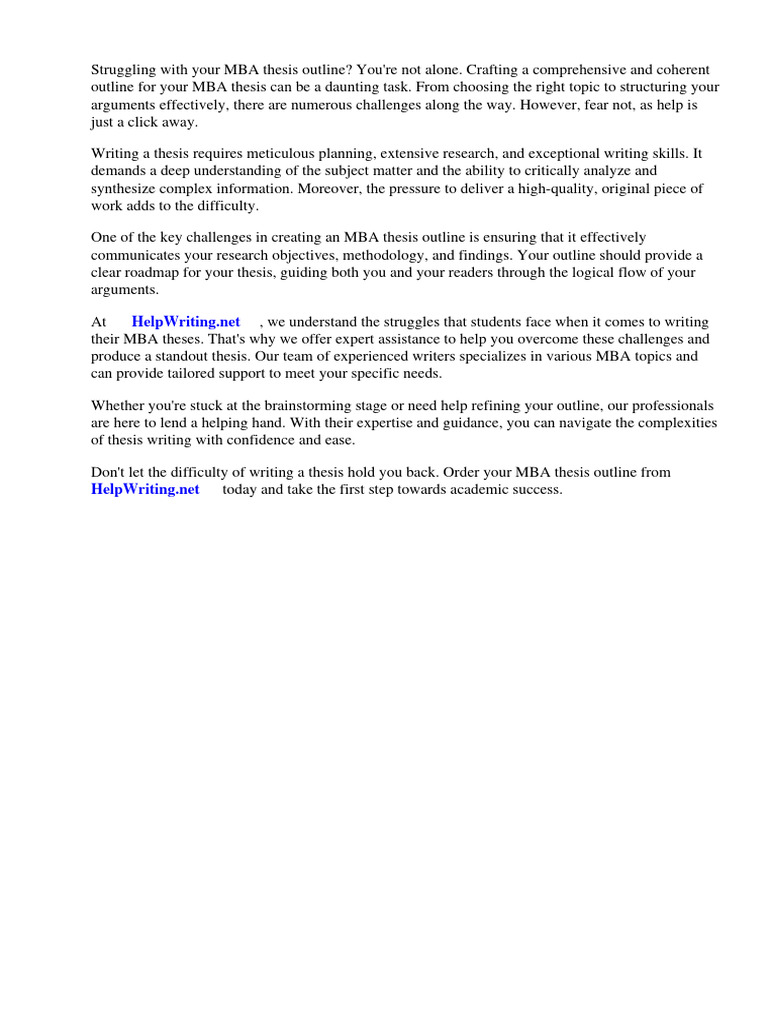 Mba Thesis Outline | PDF | Thesis | Leadership