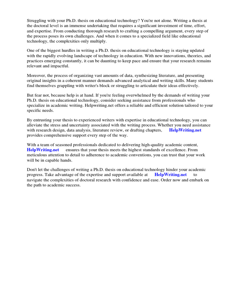 PHD Thesis On Educational Technology | PDF | Thesis | Methodology