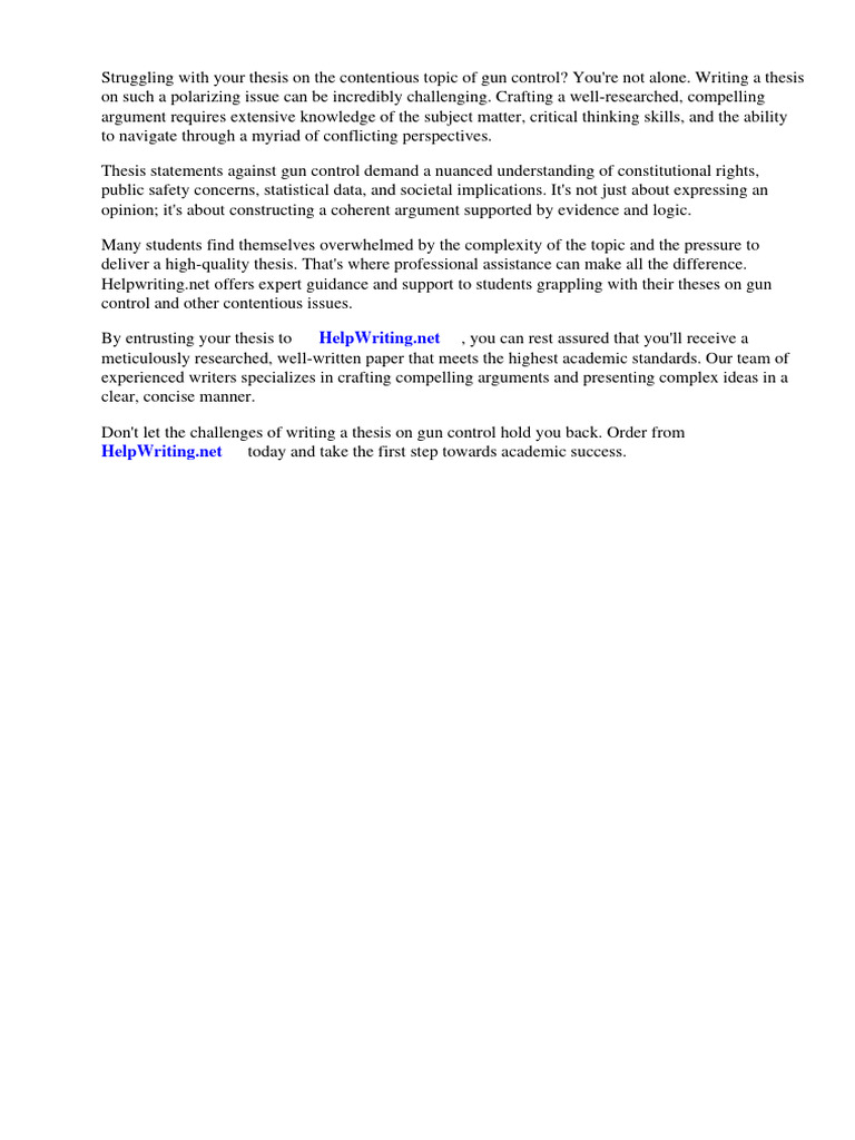 Thesis Statement Examples Against Gun Control | PDF | Gun Control | Gun ...