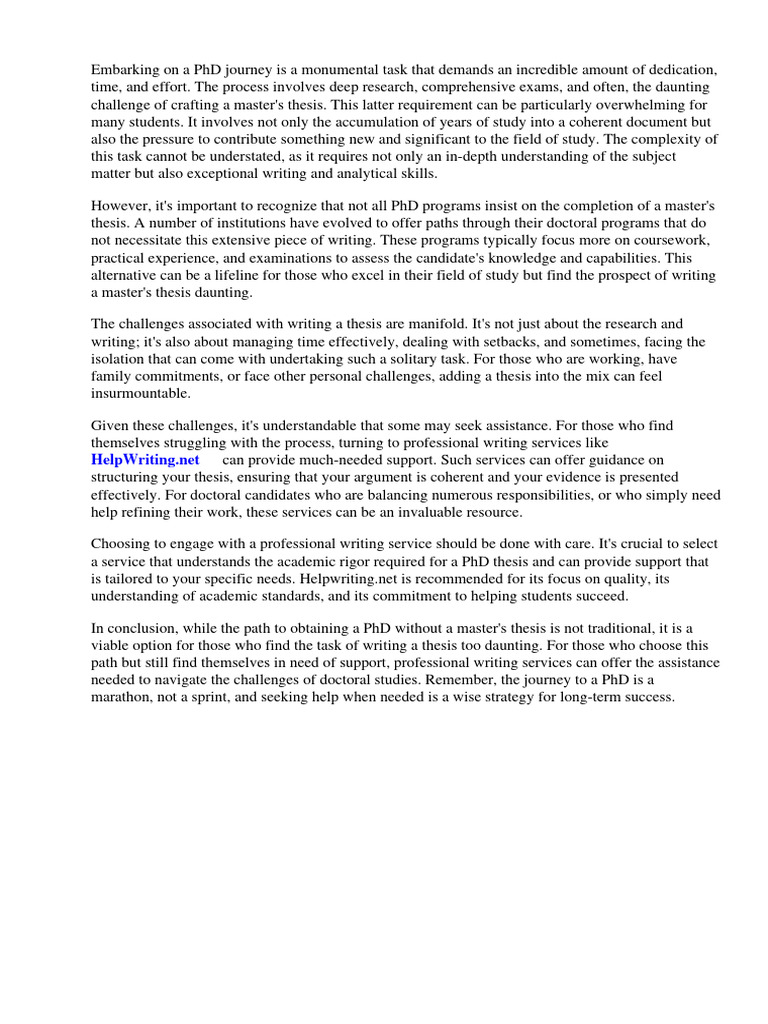 PHD Programs Without Masters Thesis | PDF | Thesis | Doctor Of Philosophy