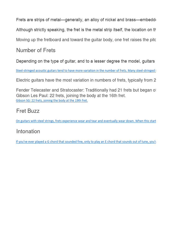 Guitar Frets | PDF | Guitars | String Instruments