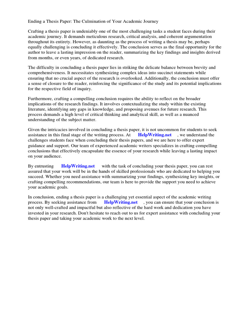 Ending A Thesis Paper | Download Free PDF | Thesis | Essays