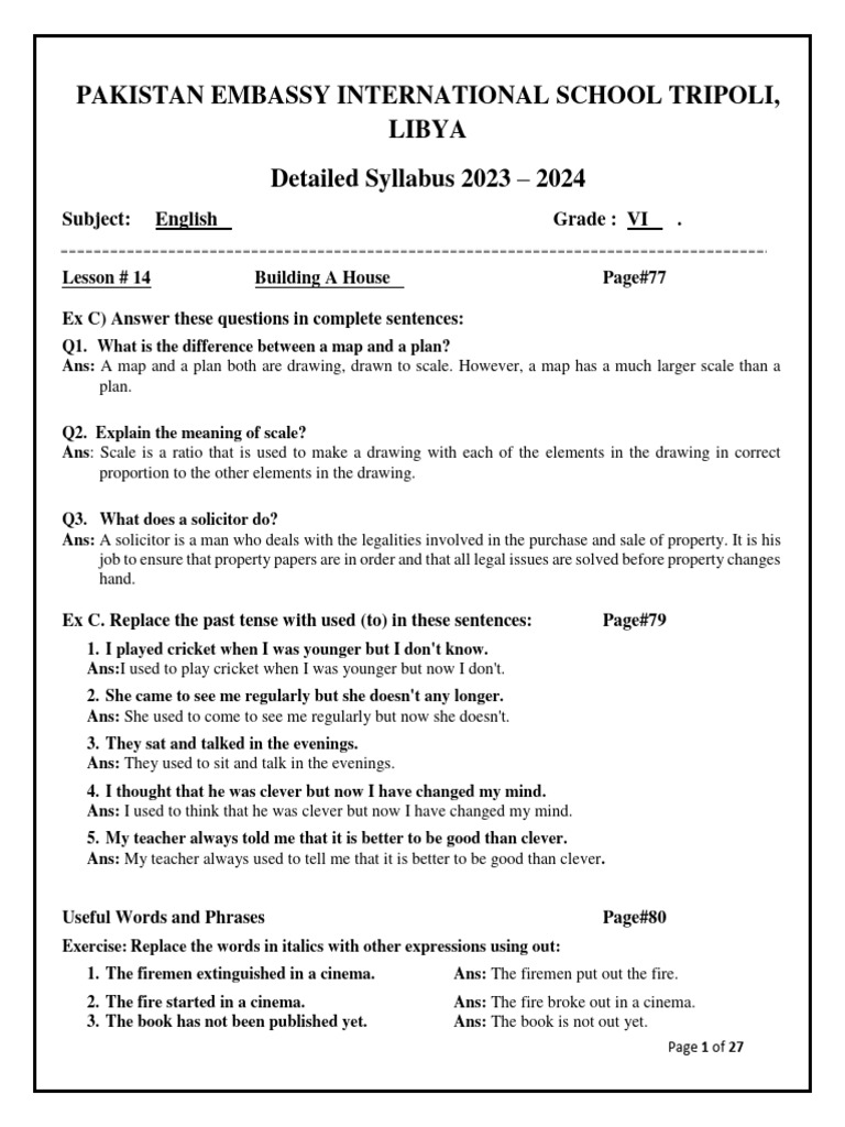 English Detailed Syllabus 2023 2024 N | PDF | Grammar | Linguistics