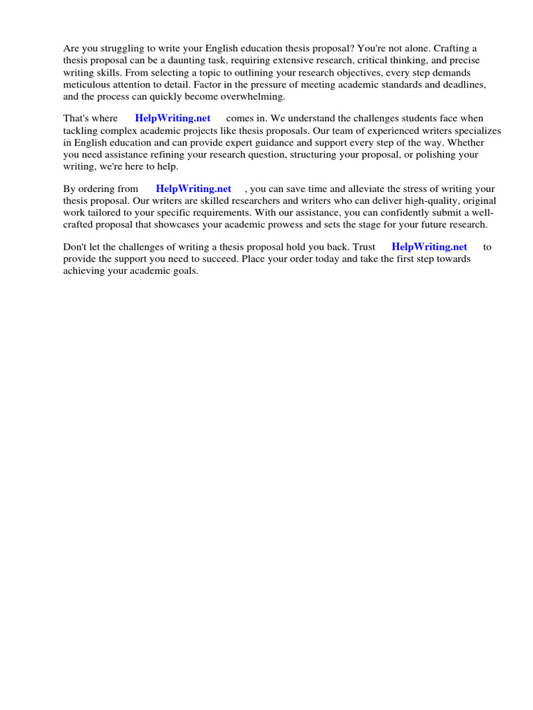 Example of English Education Thesis Proposal | Download Free PDF ...