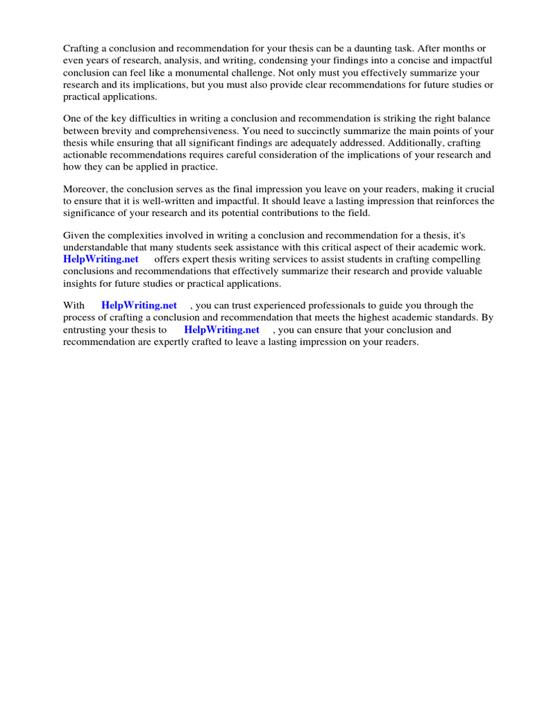 How To Make A Conclusion and Recommendation in Thesis | PDF | Thesis | Essays